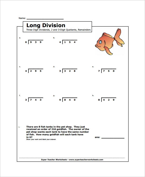 Division Long Method Worksheets Long Division Worksheets