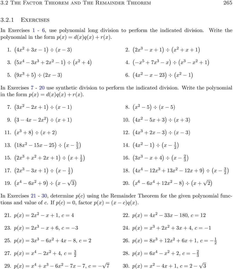 Math 11 Long And Synthetic Division Worksheet Long Division Worksheets