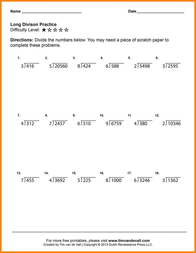 Long Division Worksheet 5th Grade Long Division Worksheets
