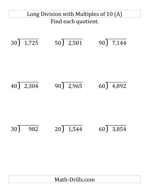 Long Division Problems For 6th Graders Long Division Worksheets