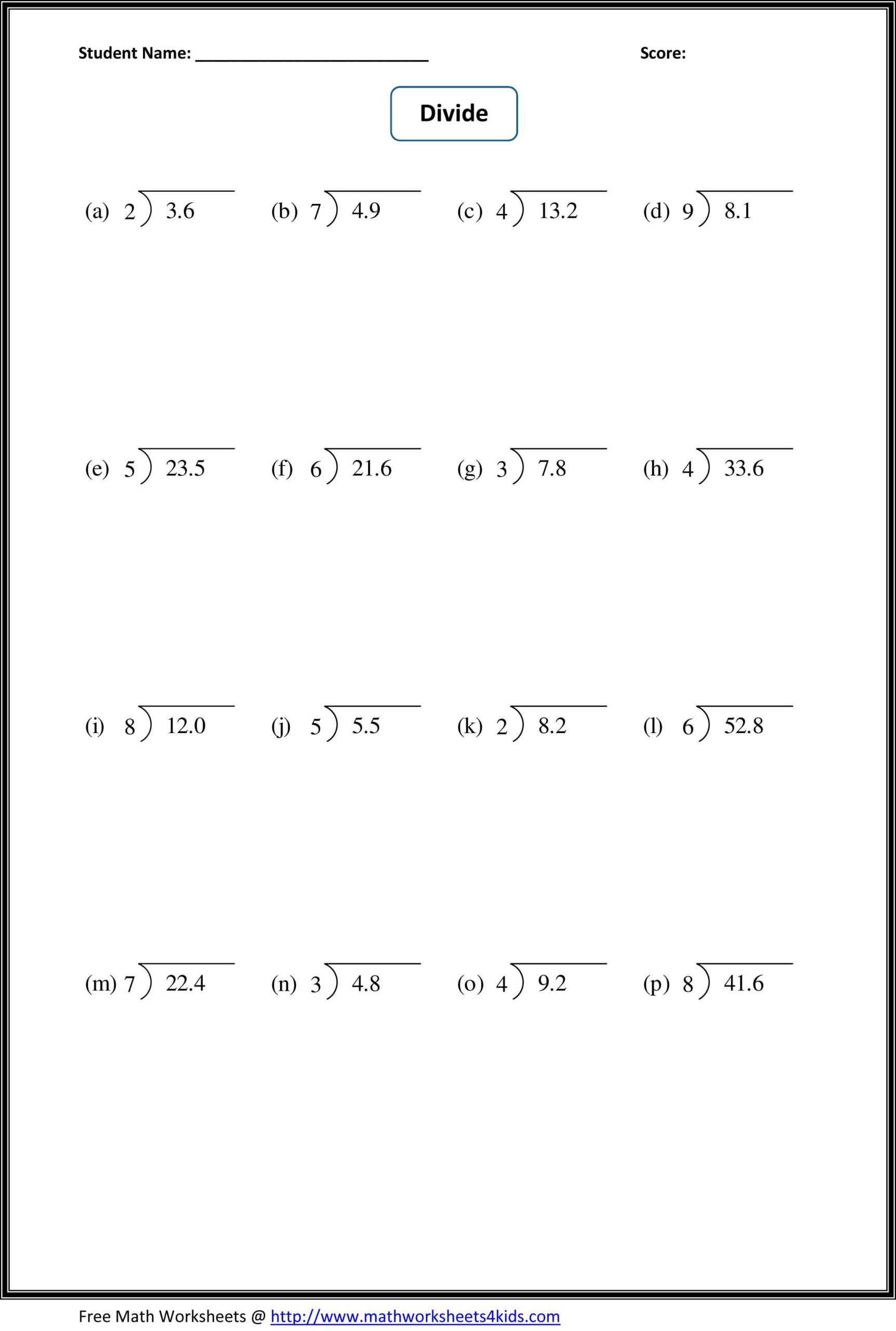 Dividing Decimals Long Division Worksheet Long Division Worksheets