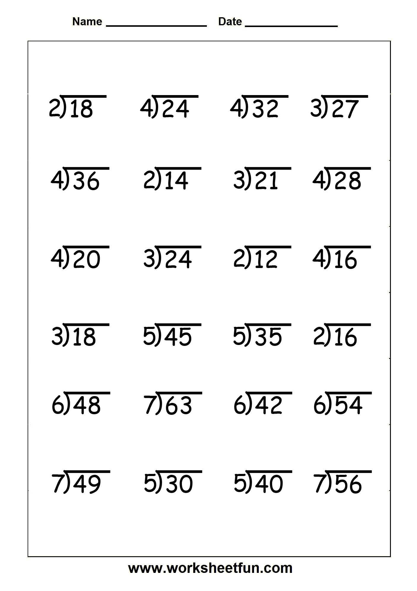 Free Math Worksheets Division Long Division Worksheets