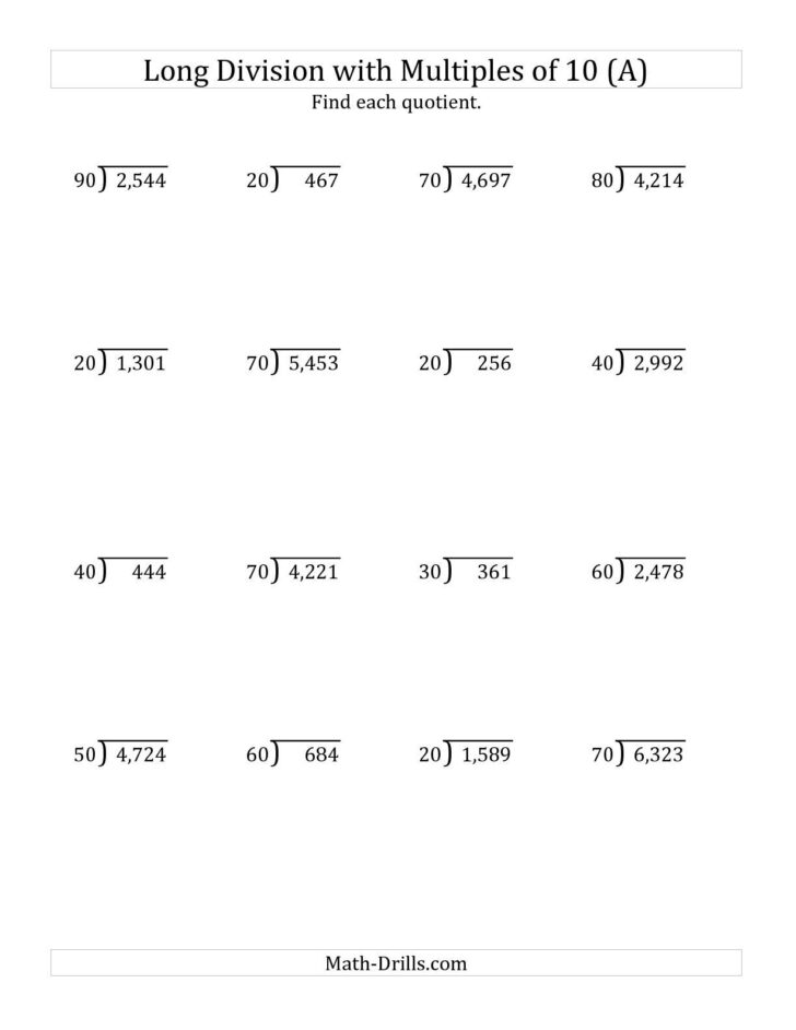 Long Division Worksheets For 5th Grade Long Division Worksheets