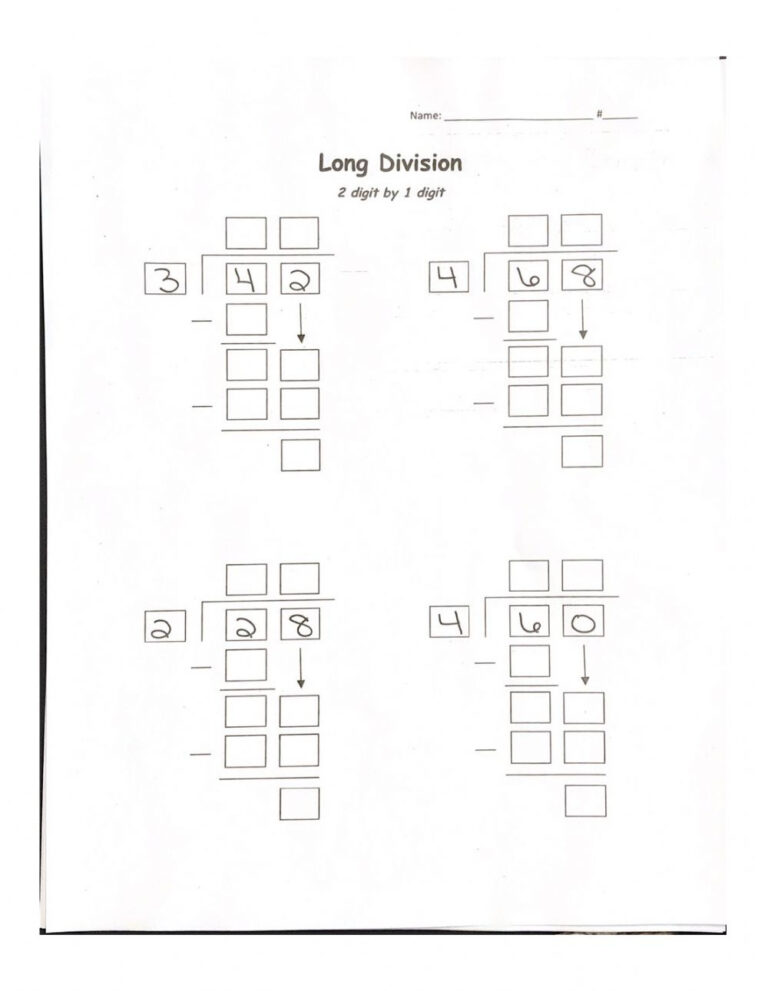 Long Division Worksheets 2 Digit By 1 Digit | Long Division Worksheets