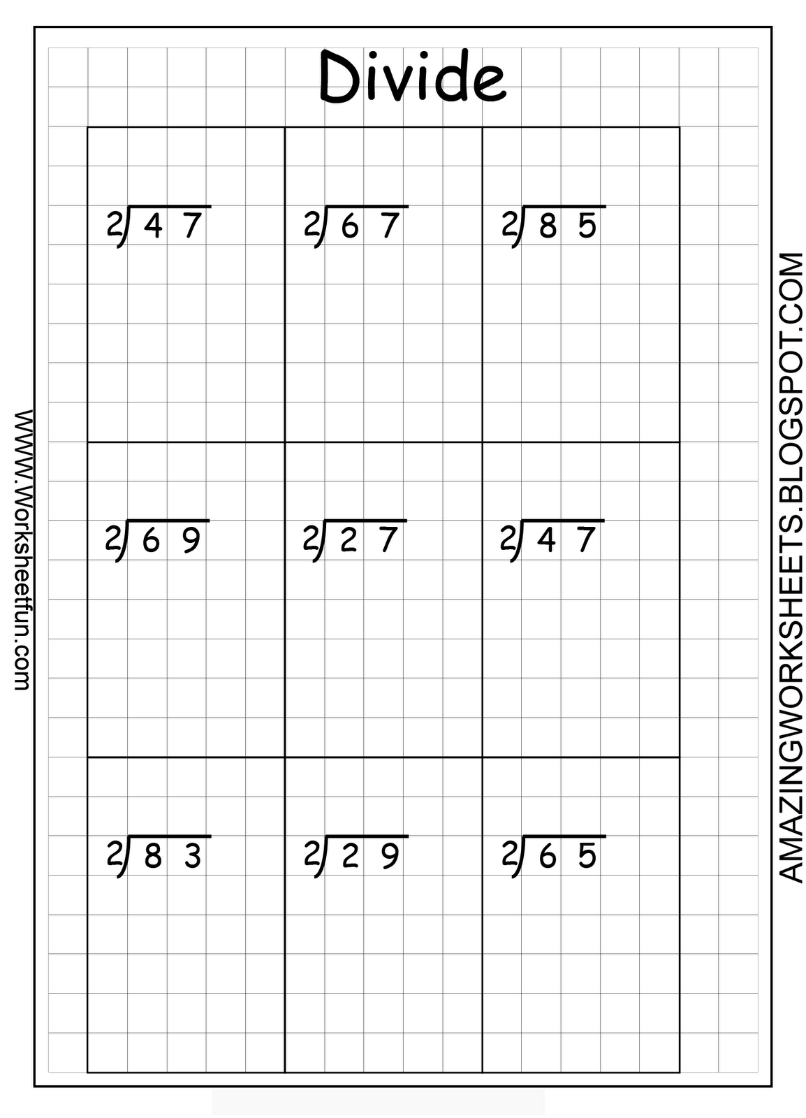 Long Division Worksheets With Grid Paper Long Division Worksheets
