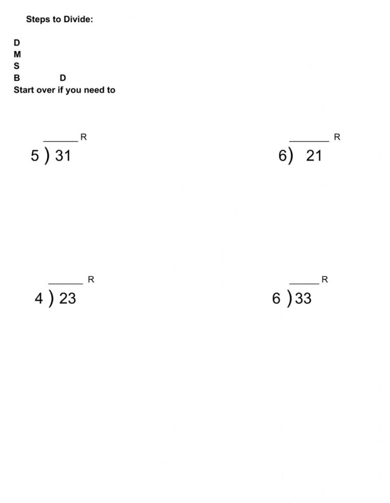 Long Division Guided Practice Worksheet | Long Division Worksheets
