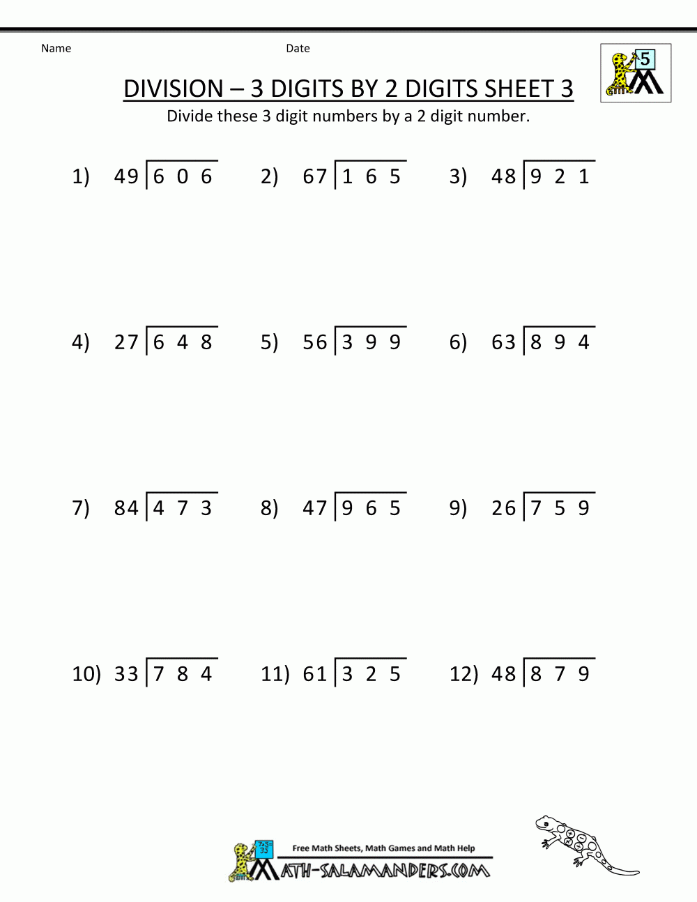 Year 5 Long Division Worksheets Long Division Worksheets