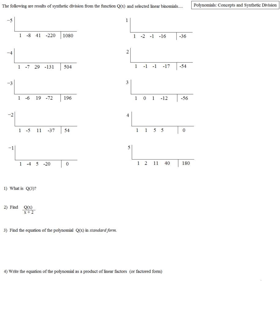 Polynomial Long Division Worksheet Doc | Long Division Worksheets